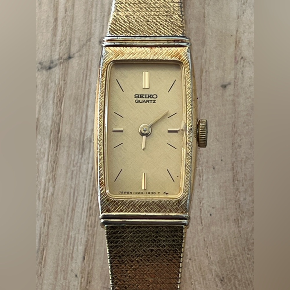 Seiko Ladies Watch Gold Plated Rectangular Dial Gold … - Gem